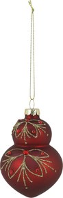 Červená skleněná vánoční ozdoba s dekorem Chic Bauble – Ø 7*10 cm