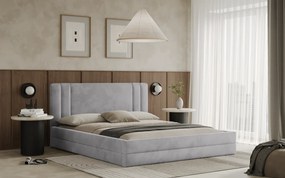 Postel ALCAMO 160x200 světlešedá s úložným prostorem
