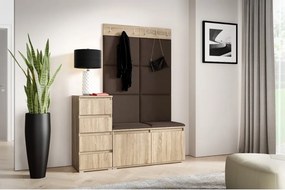 Eka Předsíňová stěna s čalouněnými panely Trinity 34 - Sonoma  /Tmavá hnědá 2308
