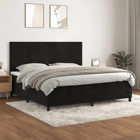Box spring postel s matrací černá 200x200 cm samet 3142925