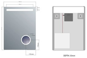 Sapho, ASTRO LED podsvícené zrcadlo 600x800mm, kosmetické zrcátko, MIRL2