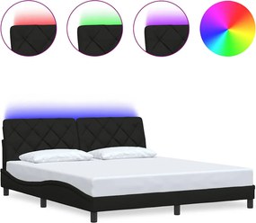 Rám postele s LED bez matrace černý 180x200 cm Látka 3310687