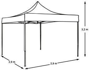 Skládací zahradní pavilon - různé typy - 2,9x2,9m - červená - pavilon