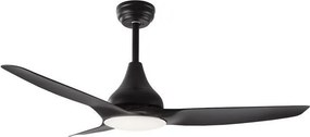 NV 5267302 Stropní ventilátor se světlem SAMOA tělo z oceli matná černá a sklo 3ABS černé listy LED 18W 3000K - NOVA LUCE