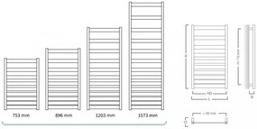 Instalprojekt Koupelnový radiátor BELTI bílá barva Barva radiátoru - Bílá, Rozměr radiátoru - 500 × 1203 mm, výkon 473 W, Typ připojení - Klasické (na rozteč) RADBEL501235