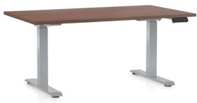 Výškově nastavitelný stůl OfficeTech D, 120 x 80 cm, šedá podnož, ořech