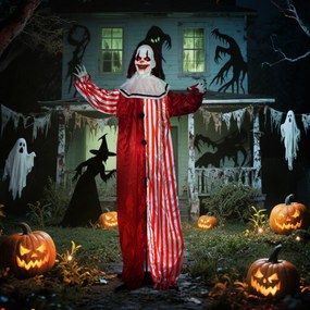 Outsunny 165 cm Halloween dekorace Halloween klaun s LED světly, zvuková funkce, efekty těla