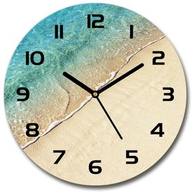 Wallmuralia Skleněné hodiny kulaté Vlna na pláži fi 30 cm