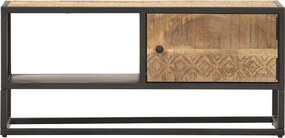 TV stolek s vyřezávanými dvířky 90 x 30 x 40 cm hrubý mangovník 320944