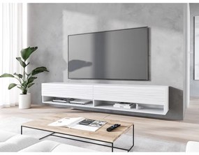 TV stolek/skříňka Adenik 180 MDF, Barva: biały / biała fala, Osvětlení: osvětlení LED RGB - barevné