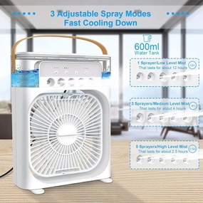 Domácí přenosný ventilátor 3 v 1 se zvlhčovačem vzduchu
