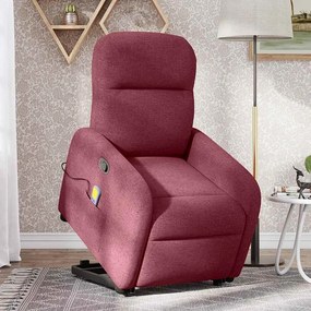 Zvedací masážní polohovací křeslo vínové textil 3302985