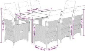 9dílný zahradní bistro set s poduškami béžový polyratan 3276942