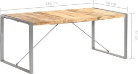 Jídelní stůl 180 x 90 x 75 cm masivní hrubé mangovníkové dřevo 321564