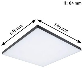 Paulmann 79909 Velora, černý subtilní stropní LED panel Rainbow dynamic RGBW, 31W LED 3000-6500K, 59x59cm, dálkové ovládání