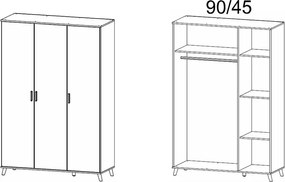 Šatní skříň Falun, 137 cm, dub riviera/bílá