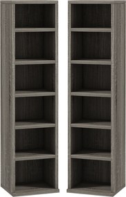 HOMCOM Sada 2 sloupcových polic pro ukládání CD-DVD kabinet 6 + 6 přihrádek 21 x 22,5 x 88,5 cm max. kapacita 204 CD tmavě šedá