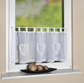 Home Wohnideen Záclona vitrážová s poutky, krajka, batist, Corazon, Bílá Rozměr textilu: 45 cm (V), 90 cm (Š)