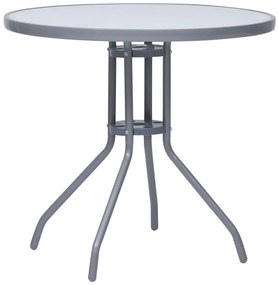 Zahradní stůl světle šedý 80 cm ocel a sklo 312215