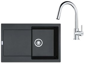 Franke - Kuchyňský set G258O, fragranitový dřez MRG 611 a baterie FS 3229.031, onyx/chrom 114.0700.718
