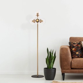 OPVIQ Podlahová lampa AKKAS bronz čiré sklo