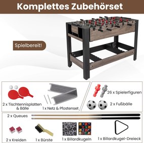 Costway 3-in-1 otočný hrací stůl 49palcový kombinovaný se stolním fotbalem