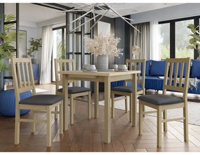 Rozkládací jídelní stůl se 4 židlemi AL08, Barva dřeva: bílá-L, Potah: Hygge D20