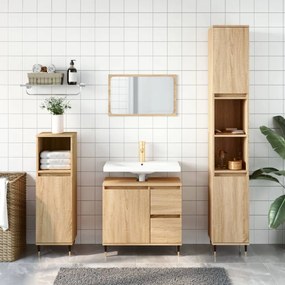 3dílný set koupelnového nábytku dub sonoma kompozitní dřevo,  3190216