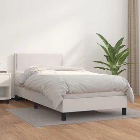 vidaXL Box spring postel s matrací 90x190 cm umělá kůže [3141039] Barva: Bílá