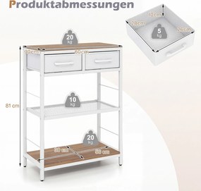 Costway Úzký konzolový vstupní stolek s 2 látkovými zásuvkami – 60 × 30 × 81 cm