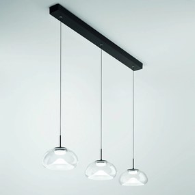 Fabas luce Fabas Brena, závěsné svítidlo z čirého skla, 3x10W LED 2700/3000/4000K krokové stmívání, délka 105cm