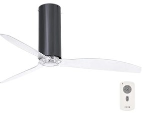 FARO Barcelona FARO 32035- Stropní ventilátor TUBE FAN černá/čirá pr. 128 cm + dálkové ovládání 32035