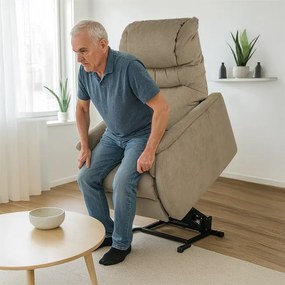 Polohovací křeslo, elektrické kabelové ovládání, béžová, látka, TV-1171 CAP2 Barva: šedá