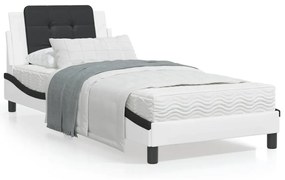 Rám postele s LED osvětlením bílý a černý 90x190 cm umělá kůže,  3214081