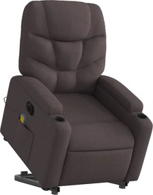 Elektrické zvedací masážní polohovací křeslo tmavě hnědé textil 3204637