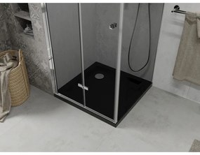 Mexen Lima, sprchový kout 90 (dveře) x 90 (stěna) cm, 6mm šedé sklo, chromový profil + SLIM sprchová vanička černá 5cm s chromovým sifonem, 856-090-090-01-40-4070