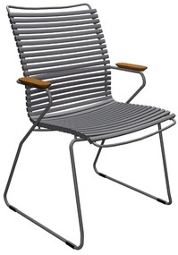 OnaDnes -20% Tmavě šedá plastová zahradní židle HOUE Click II. s područkami