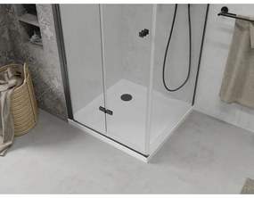 Mexen Lima, sprchový kout 90 (dveře) x 90 (stěna) cm, 6mm čiré sklo, černý profil + SLIM sprchová vanička 5cm s černým sifonem, 856-090-090-70-00-4010B