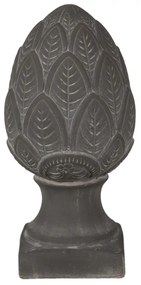 Šedá dekorace šiška na podstavci Pine M – 13x26 cm