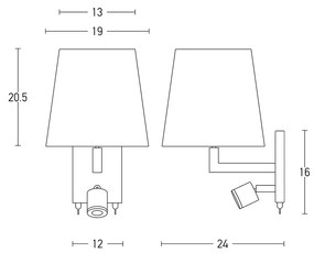 Zambelis H26-W nástěnné LED svítidlo chrom/béžové, 1xE27, 3W, ø19cm