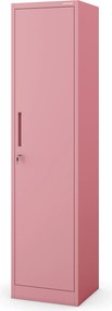 Úzká kovová kancelářská skříň na spisy a dokumenty, pudrově růžová, 450x1850x400 mm: ALEX Fresh Style