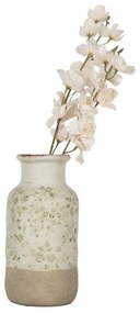 Keramická váza se zelenými květy Carlijn M – 14x26 cm