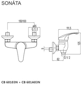 Mereo Mereo, Sprchová souprava Sonáta a sprchová baterie Sonáta 150 mm, CB609