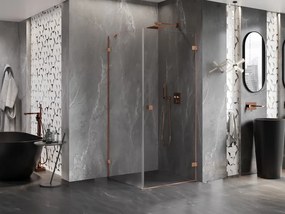 Mexen Lunar-B, pravostranný výklopný sprchový kout 80 x 80 cm, 8mm čiré sklo, profil měděná matná, 832-080-080-65-00-P