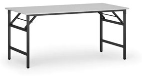 Konferenční stůl FAST READY s černou podnoží, 1600 x 800 x 750 mm, bílá