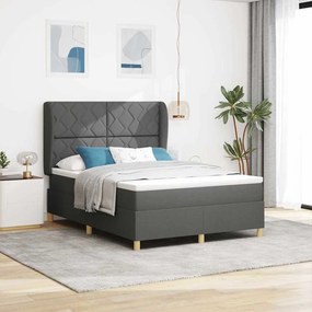 Postel s boxspringem s čelo Tmavě šedá 200 x 160 cm textil 3340824