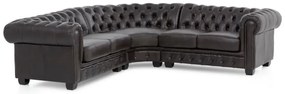 furniture-nabytek.cz - Rohová sedací souprava Chesterfield z pravé kůže, hnědá – 236×236×74 cm