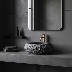 Rea Mika Gabro, umyvadlo na desku 480x380x155 mm, imitace kamene-černá, REA-U0634
