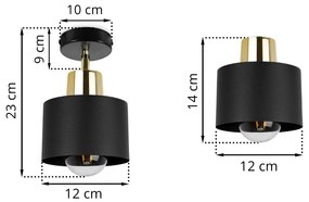 Stropní svítidlo PANTA, 1x černé kovové stínítko, (možnost polohování), G