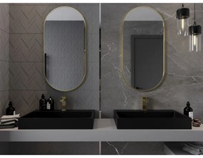 Mexen Loft, oválné koupelnové zrcadlo 100 x 50 cm, barva rámu zlatá lesklá, 9851-100-050-000-50